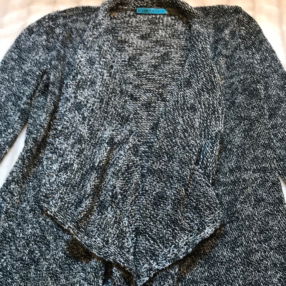 Alice + Olivia Black/Metallic Silver Cardigan, M. - Gem